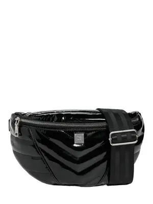 THINK ROYLN Little Runaway Belt Bag - Black Patent With Silver Hardware