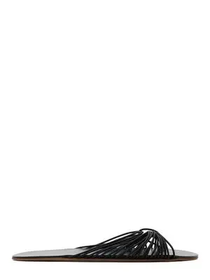 THE ROW Sara Gathered Thong Sandals - Black