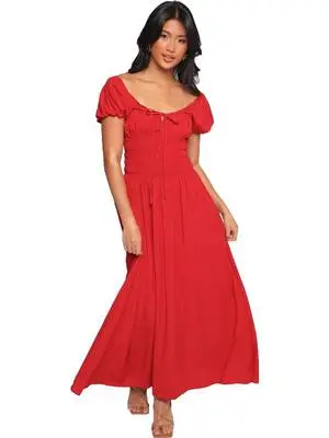 PETAL & PUP Theodora Maxi Dress - Red