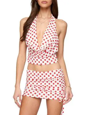 EDIKTED Polka Dot Halter Top - Red-and-white