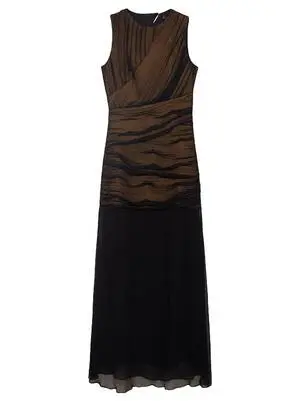 Mango Sleeveless Ruched A-line Dress - Black