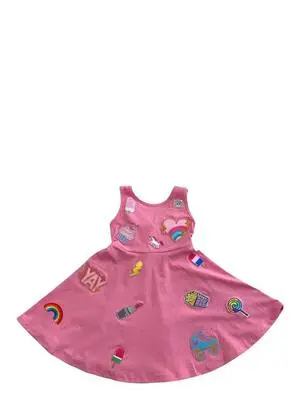 LOLA + THE BOYS Tank Dress With Embroidered Patches - Pink