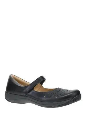 Dansko Stacy Wide Mary Jane Flat - Black Waxy Burnished