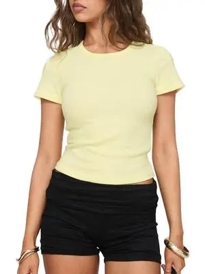 Princess Polly Baseline Ribbed Crop T-shirt - Yellow