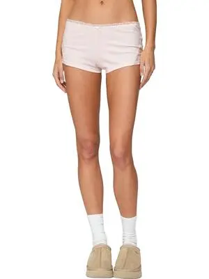 EDIKTED Arcadia Lace Trim Shorts - Light-pink
