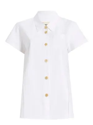 Khaite Keefe Short-sleeve Button-down Shirt - White