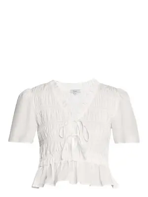 Rails Portia Shirred Tie-front Blouse - White