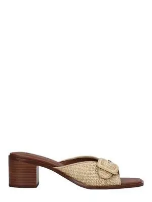 BOSS Leather Block Heel Slide Sandal - Light Beige