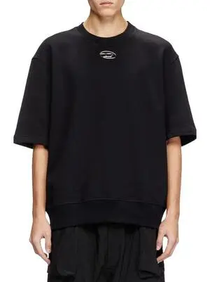 DIESEL® Short Sleeve Cotton Sweatshirt Deep/ Black