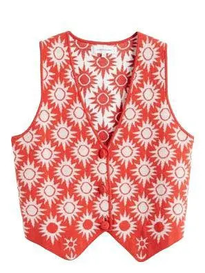 Chinti & Parker Sunflower Jacquard Waistcoat - Terracotta