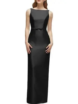 Alfred Sung Sleeveless Satin Twill Column Gown - Black