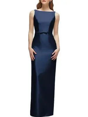Alfred Sung Sleeveless Satin Twill Column Gown - Midnight