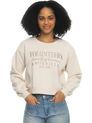 ZOOZATZ Tennessee Volunteers Cropped Crewneck Sweatshirt - Tan