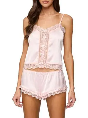 EDIKTED Clair Lace Trim Satin Camisole