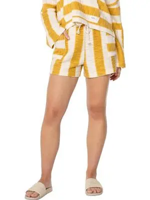 Roxy Striped Cotton-blend Shorts - Amber Gold Jungle Beach Stripe