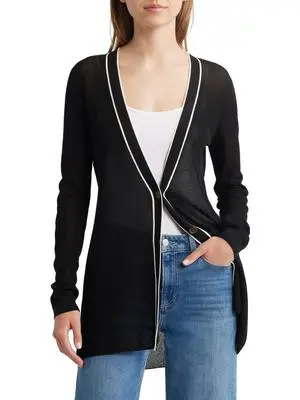 FRAME The Varsity Tipped Cardigan - Black Multi