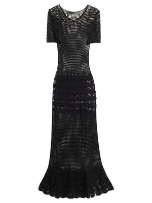 NILI LOTAN Yoko Open-knit Maxi Dress - Black