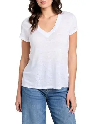 Guess Linen V-neck T-shirt - Pure White