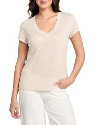 Guess Linen V-neck T-shirt - Smash Taupe
