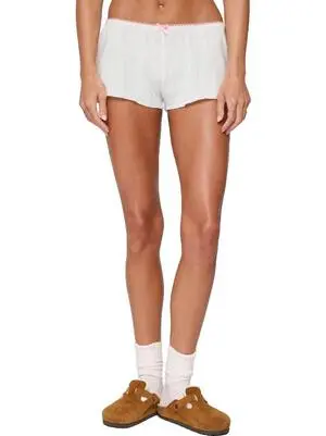 EDIKTED Linny Pointelle Microshorts - White