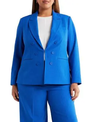 TAHARI ASL Faux Double Breasted Jacket - New Royal