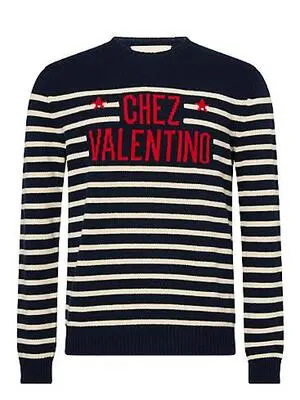 Valentino Garavani Striped Wool Jumper - Utrmrne Dk Blue/burro