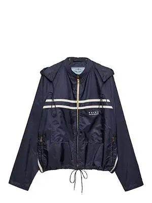 Prada Re Nylon Logo-embellished Woven Blouson Jacket - Blue