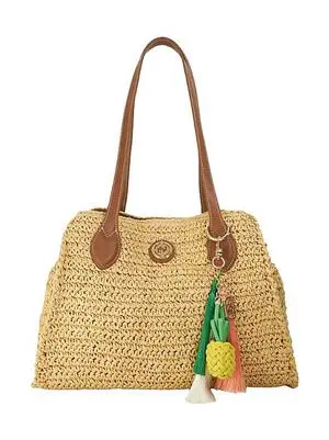 DUNE Large Raffia Shoulder Bag - Natural Synthetic Raffia