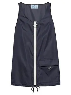 Prada Re-nylon Zip-up Woven Mini Dress - Blue