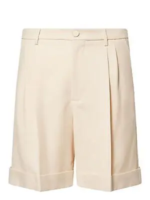 Valentino Garavani Pleated Relaxed-fit Wool Shorts - Burro