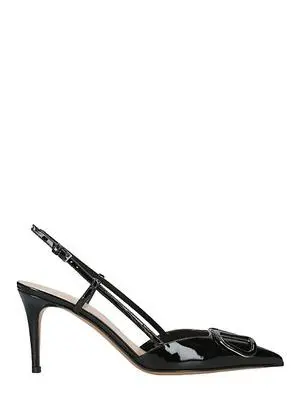 Valentino Garavani Vlogo Sling-back Leather Heeled Courts - Black/comb