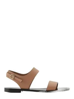 Giorgio Armani Flat Leather Sandals Camel