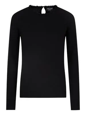 Giorgio Armani Cashmere Crew-neck Jumper With Embroidery - Black