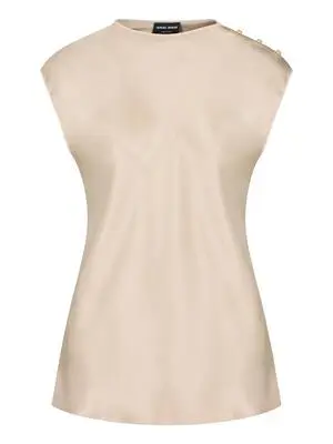 Giorgio Armani Double Silk Satin Blouse Beige