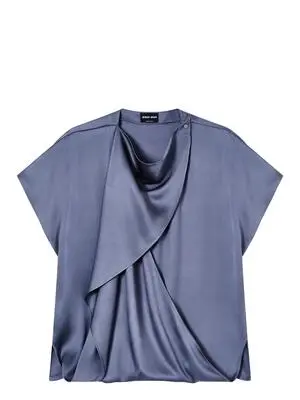 Giorgio Armani Double Silk Satin Blouse - Light Blue