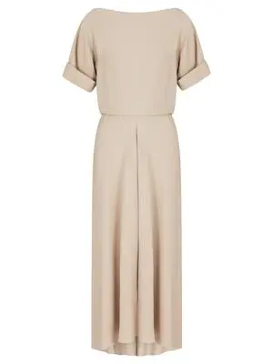 Giorgio Armani Long Triple Silk Georgette Dress Beige