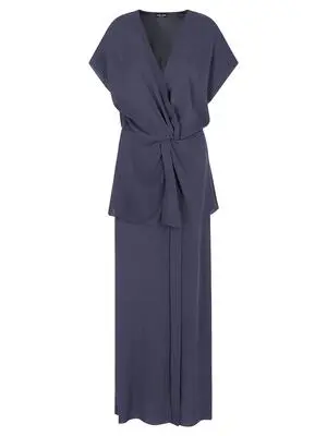 Giorgio Armani Long Triple Silk Georgette Dress - Blue