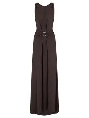 Giorgio Armani Long Triple Silk Georgette Dress - Brown