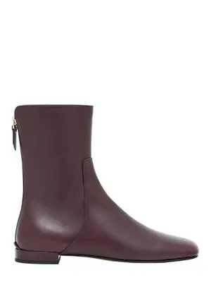 Giorgio Armani Leather Ankle Boots - Burgundy
