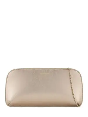 Giorgio Armani Lamé Leather La Prima Clutch - Beige