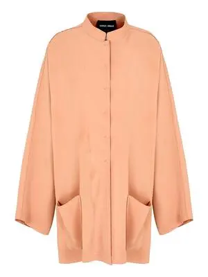 Giorgio Armani Long Jacket In Technical Cady - Pink