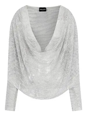 Giorgio Armani Draped Blouse With Lurex And Crystal Embroidery - Patterned