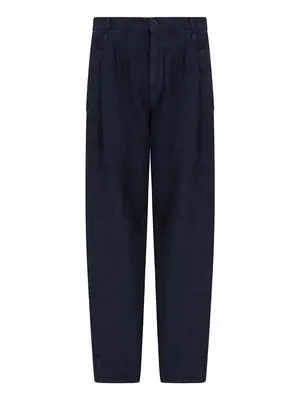 Giorgio Armani Giorgio Armani Single-Pleat Linen Trousers Blue