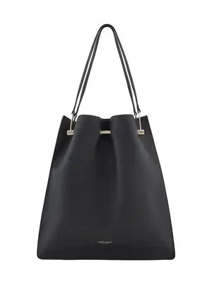 Giorgio Armani Medium Shopper Bag In Pebbled Leather - Black