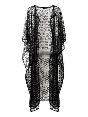 Giorgio Armani Embroidered Tulle Cape - Black