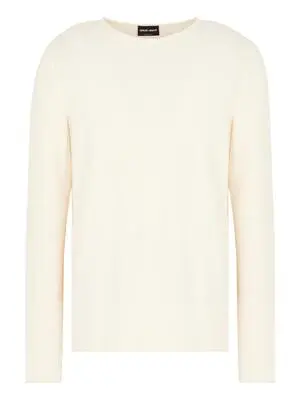 Giorgio Armani Crew-neck Jumper In Cashmere And Silk - Beige