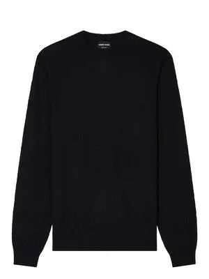 Giorgio Armani Crew-neck Jumper In Cashmere And Silk - Black