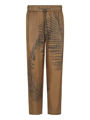 Giorgio Armani Printed Cupro Drawstring Trousers - Brown