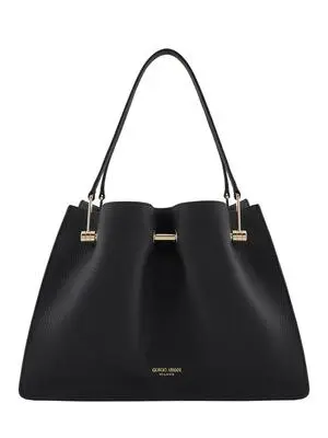 Giorgio Armani Small Leather Shopper Bag - Black