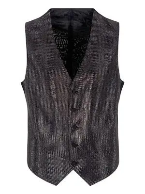 Giorgio Armani Single-breasted Rhinestone Waistcoat - Black